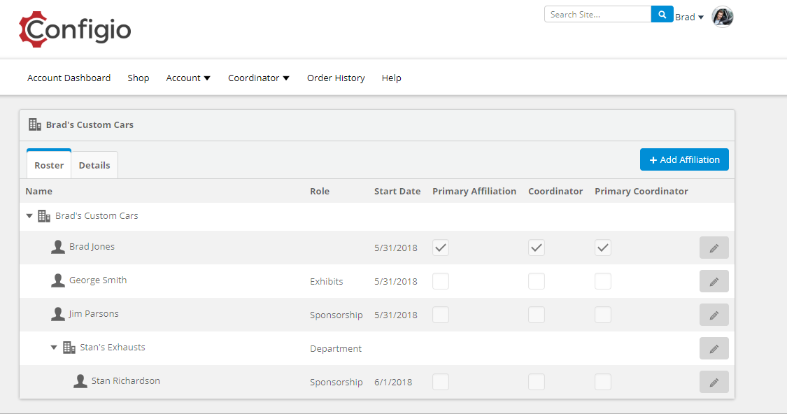 Affiliations Overview – Configio