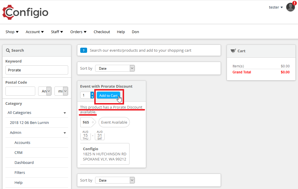 Prorate Discount – Configio